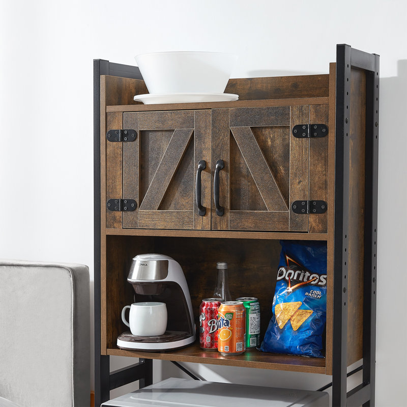 Yak About It Farmhouse Mini Fridge Storage Cabinet Brown Black